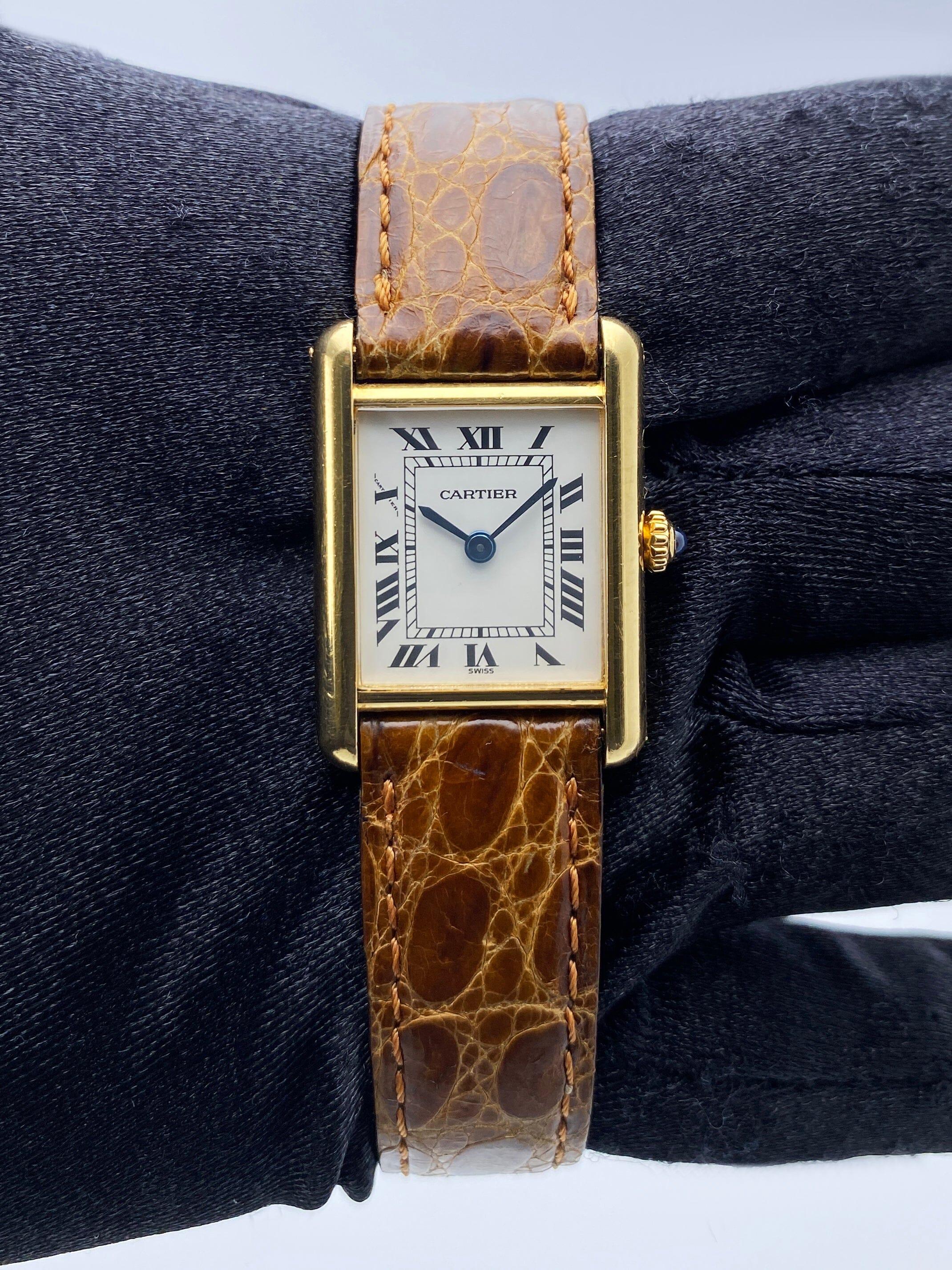 Cartier Tank Paris 18k Yellow Gold Ladies Watch For Sale at 1stDibs