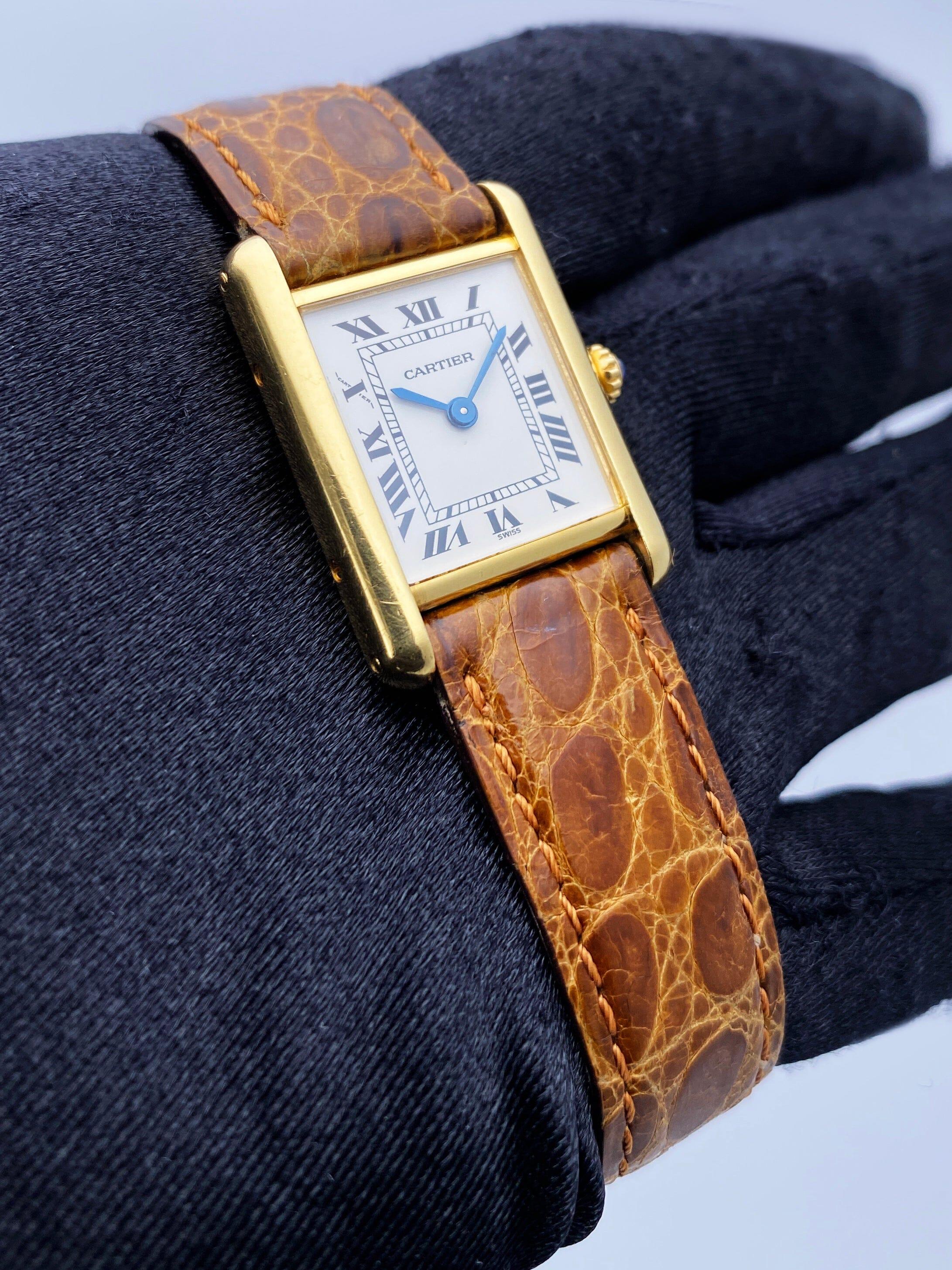 Cartier Tank Paris 18k Yellow Gold Ladies Watch For Sale at 1stDibs