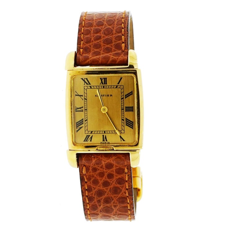 Cartier Tank Reverso Dual Time Zone Vintage in 18 karat Yellow Gold at ...