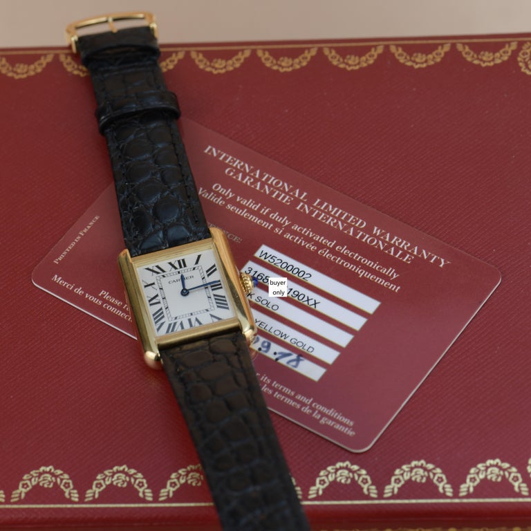 Cartier Tank Solo 18K Yellow Gold Watch W5200002 at 1stDibs