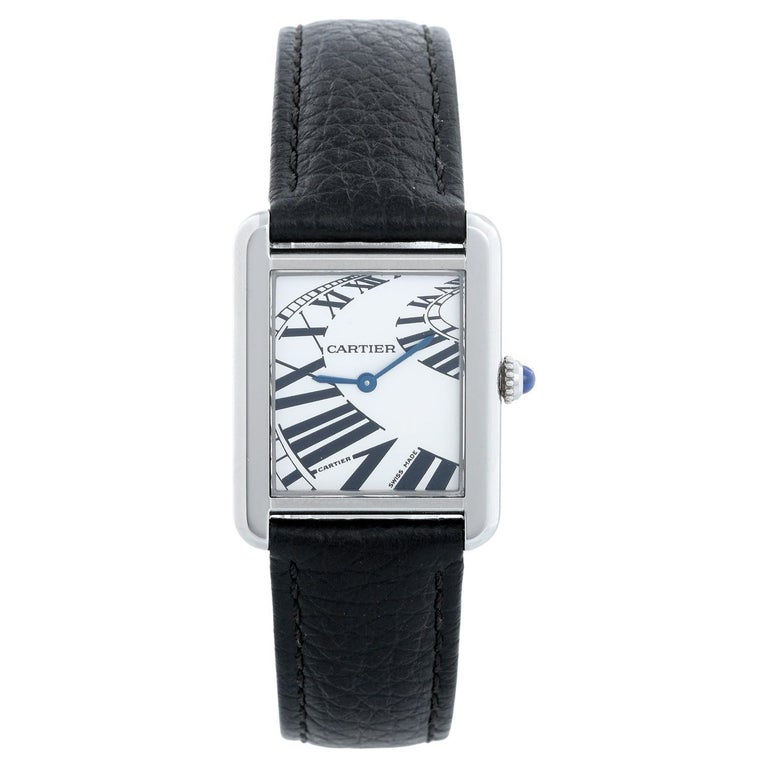 Cartier Tank Solo Piano Dial Stainless Steel Watch For Sale at 1stDibs