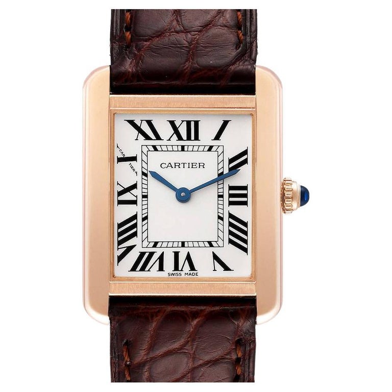 Cartier Tank Solo Rose Gold Steel Brown Dial Ladies Watch W5200024 Box ...