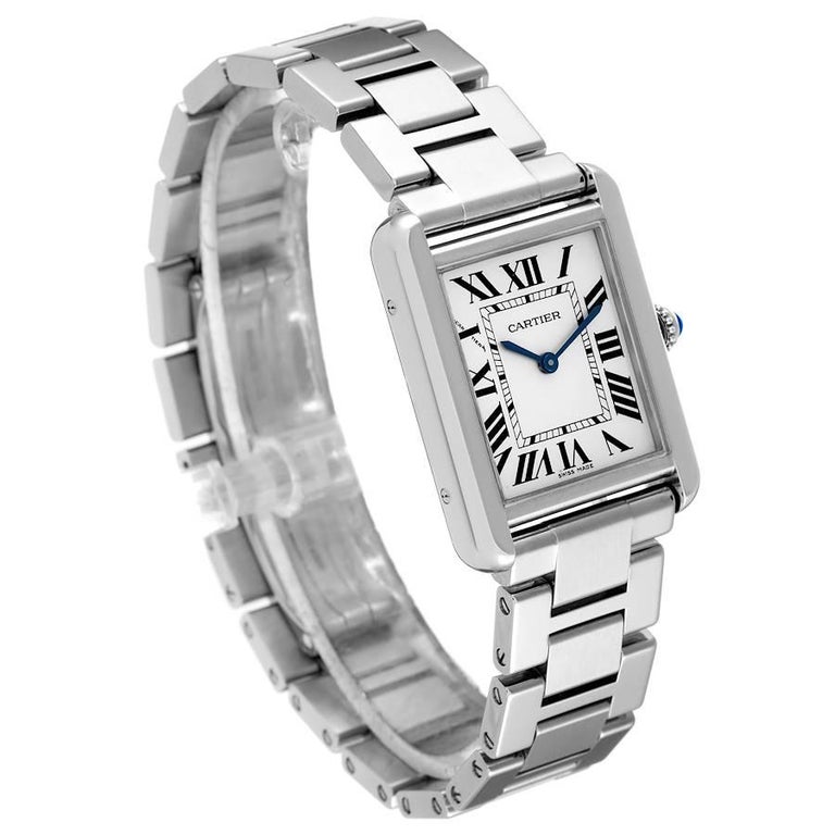 Cartier Tank Solo Silver Dial Small Steel Ladies Watch W5200013 Box ...
