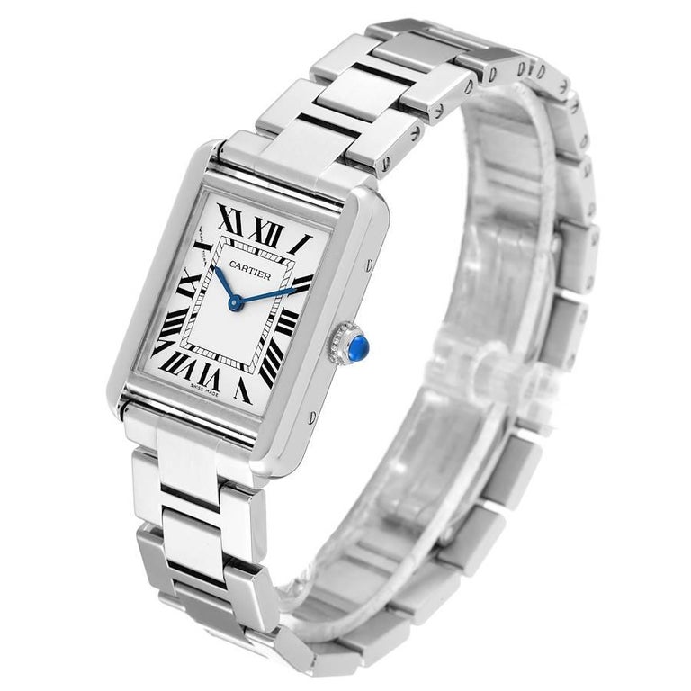 Cartier Tank Solo Silver Dial Small Steel Ladies Watch W5200013 Box ...