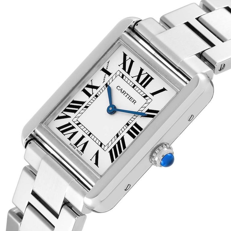 Cartier Tank Solo Silver Dial Small Steel Ladies Watch W5200013 Box ...