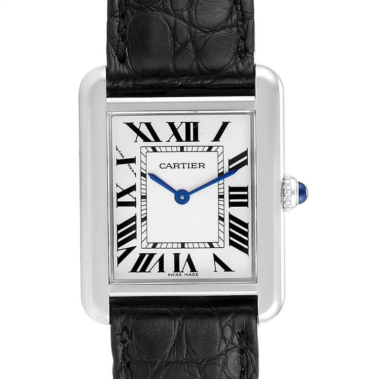Cartier Tank Solo Steel Black Strap Ladies Watch W1018255 Box Papers ...