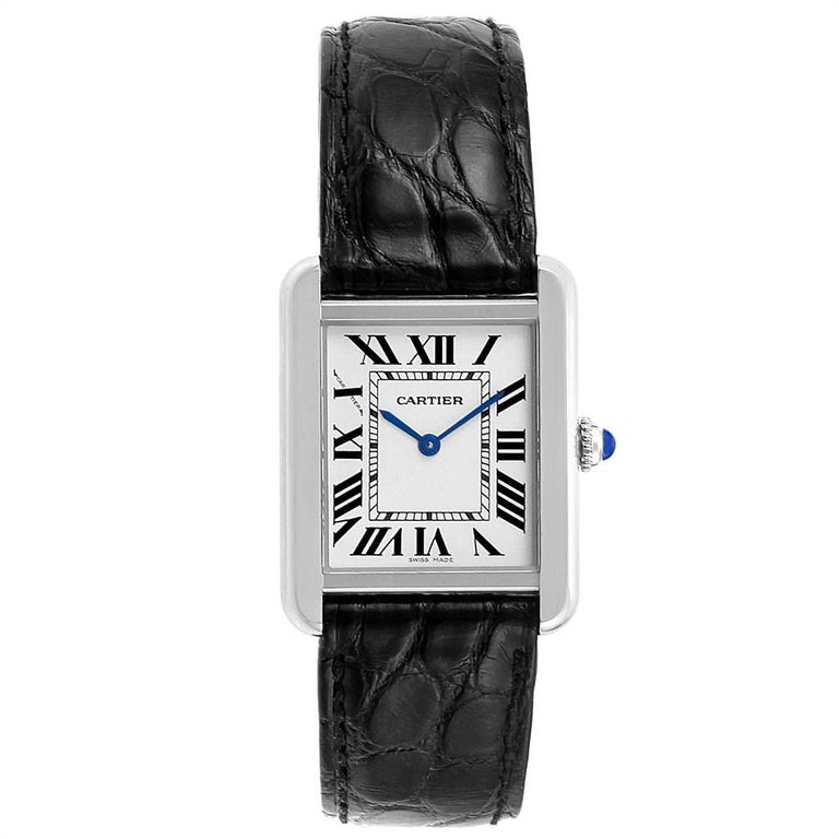 Cartier Tank Solo Steel Black Strap Quartz Ladies Watch W1018255 For ...
