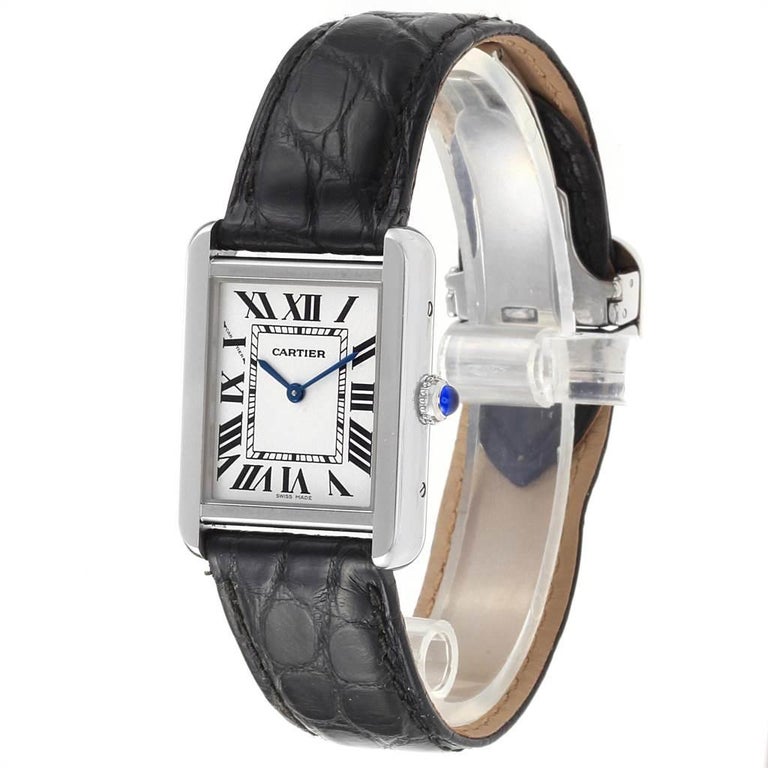 Cartier Tank Solo Steel Black Strap Quartz Ladies Watch W1018255 For ...