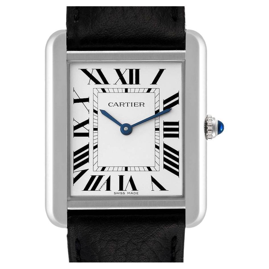 Cartier Tank Solo Steel Silver Dial Black Strap Mens Watch WSTA0028 Box ...