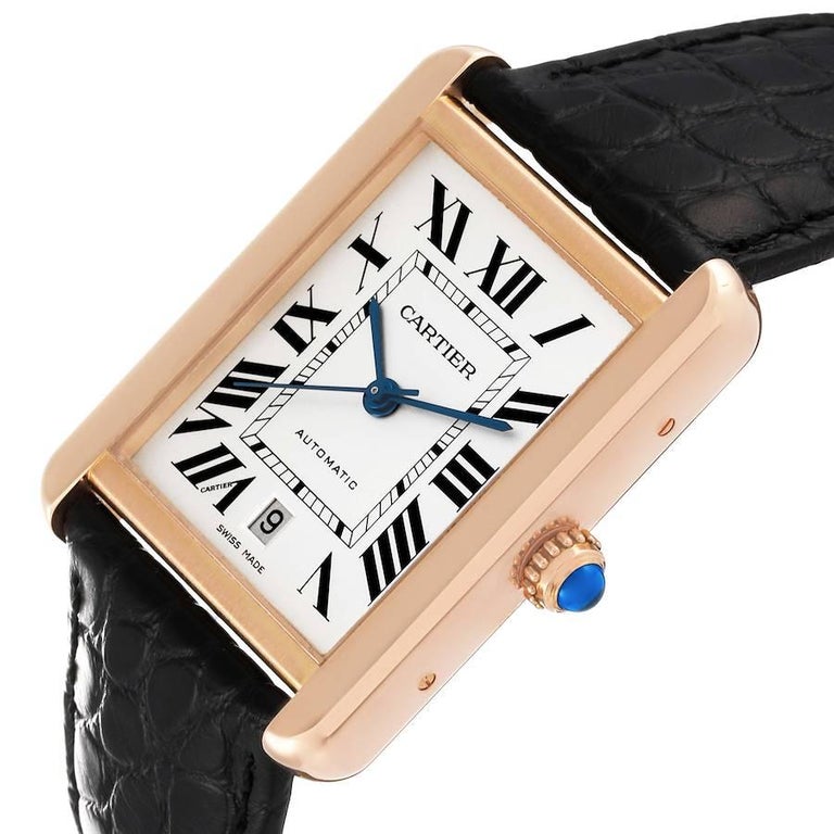 Cartier Tank Solo XL Rose Gold Silver Dial Mens Watch W5200026 For Sale ...