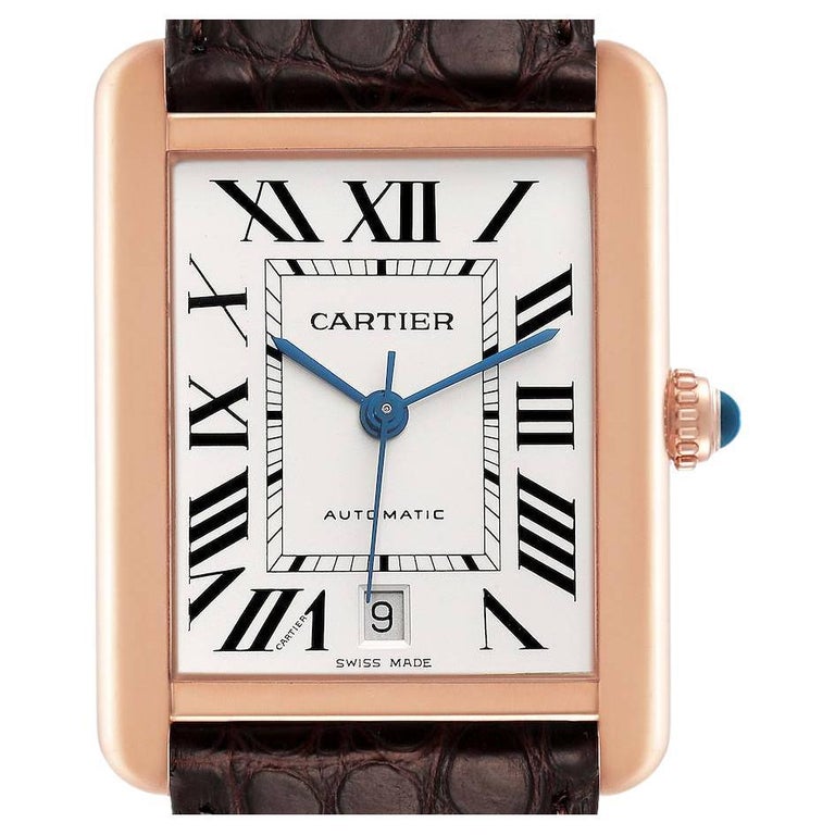 Cartier Tank Solo XL Rose Gold Silver Dial Mens Watch W5200026 For Sale ...