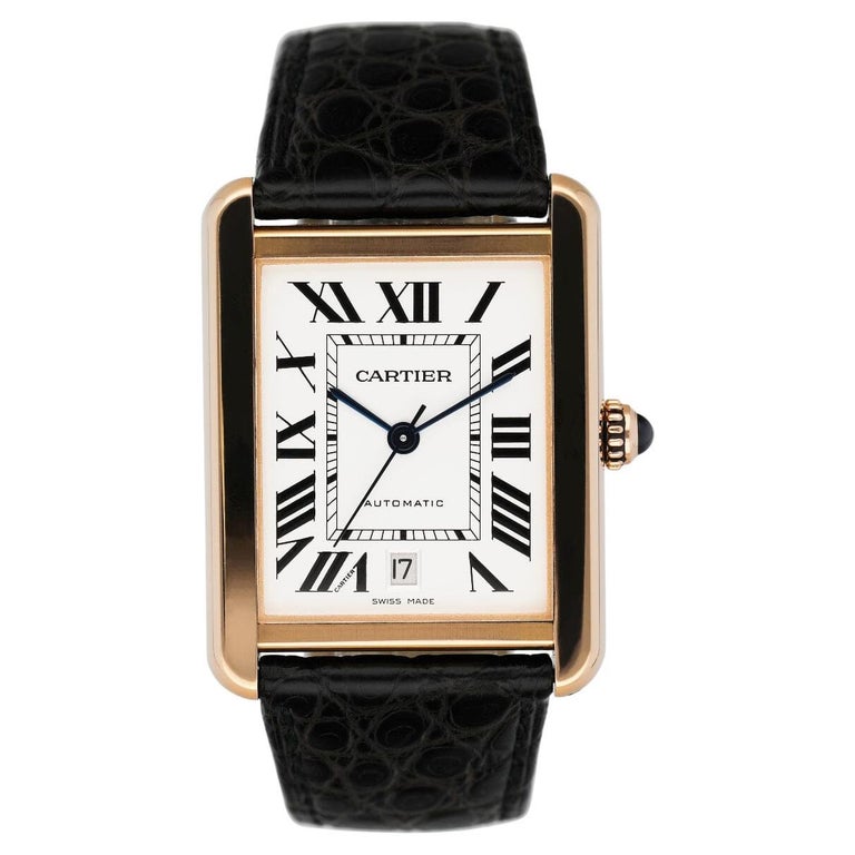Cartier Tank Solo XL W5200026 18K Rose Gold Mens Watch For Sale at 1stDibs