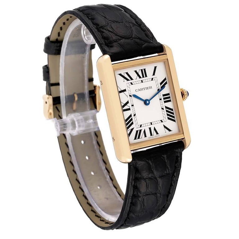 Cartier Tank Solo Yellow Gold Steel Black Strap Large Watch W5200004 at ...