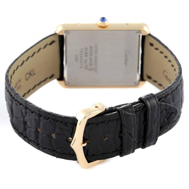 Cartier Tank Solo Yellow Gold Steel Black Strap Large Watch W5200004 at ...