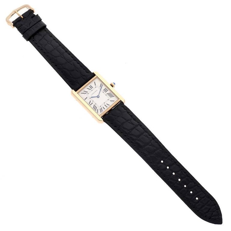 Cartier Tank Solo Yellow Gold Steel Black Strap Large Watch W5200004 at ...