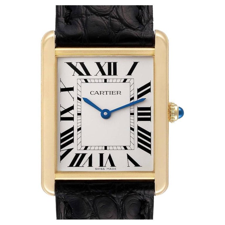 Cartier Tank Solo Yellow Gold Steel Black Strap Large Watch W5200004 at ...