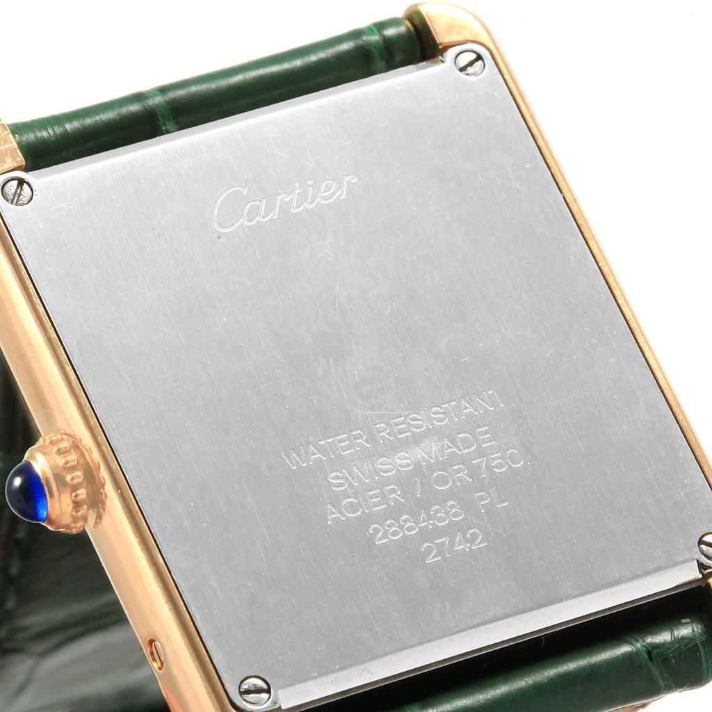 Cartier Tank Solo Yellow Gold Steel Green Strap Unisex Watch W1018855 ...