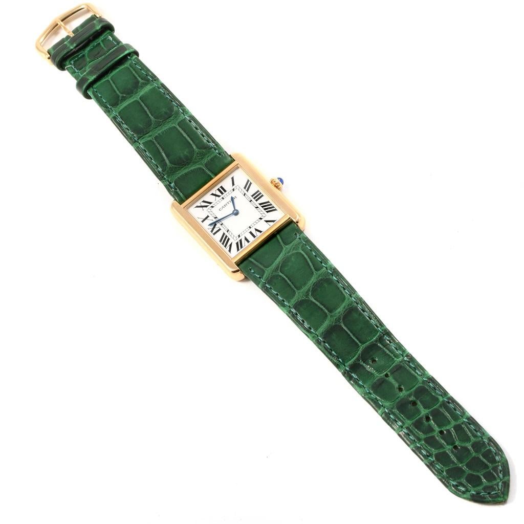 Cartier Tank Solo Yellow Gold Steel Green Strap Unisex Watch W1018855 ...