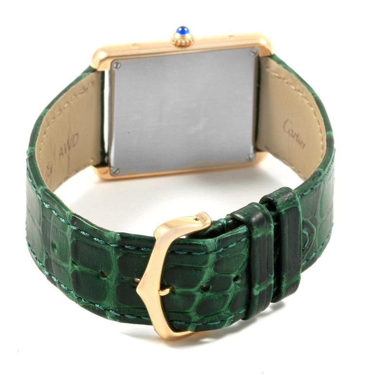Cartier Tank Solo Yellow Gold Steel Green Strap Unisex Watch W1018855 ...