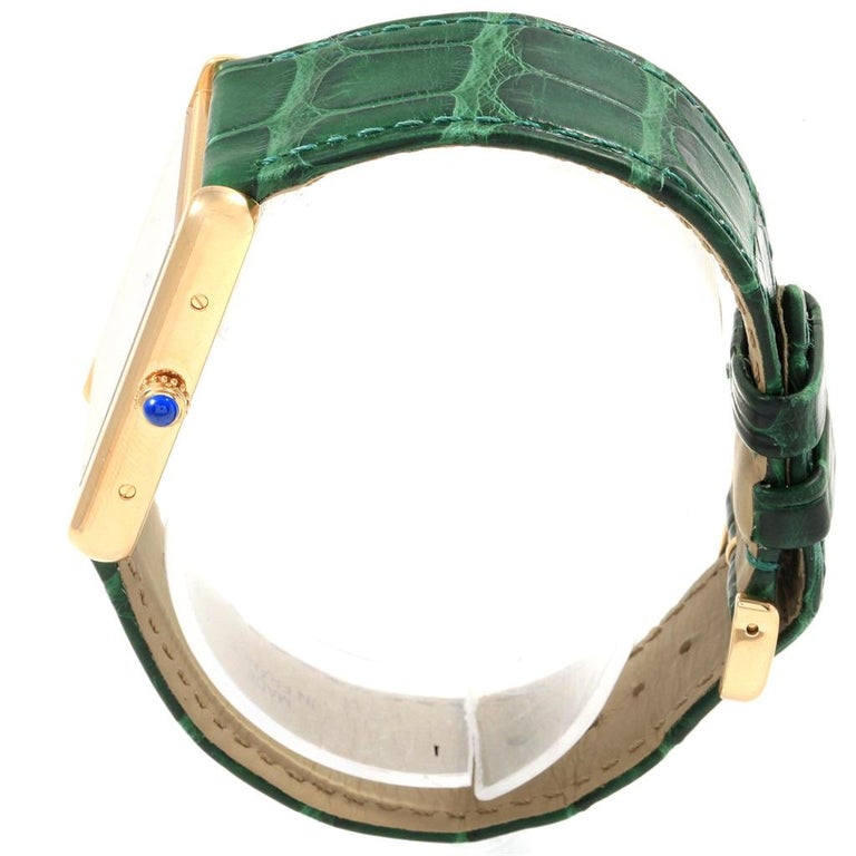 Cartier Tank Solo Yellow Gold Steel Green Strap Unisex Watch W1018855 ...