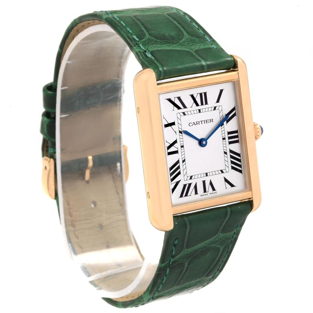 Cartier Tank Solo Yellow Gold Steel Green Strap Unisex Watch W1018855 ...