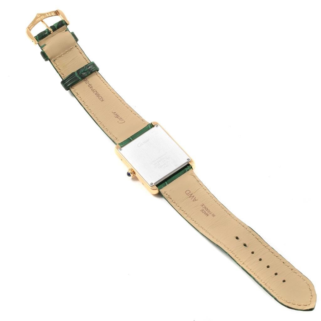 Cartier Tank Solo Yellow Gold Steel Green Strap Unisex Watch W1018855 ...