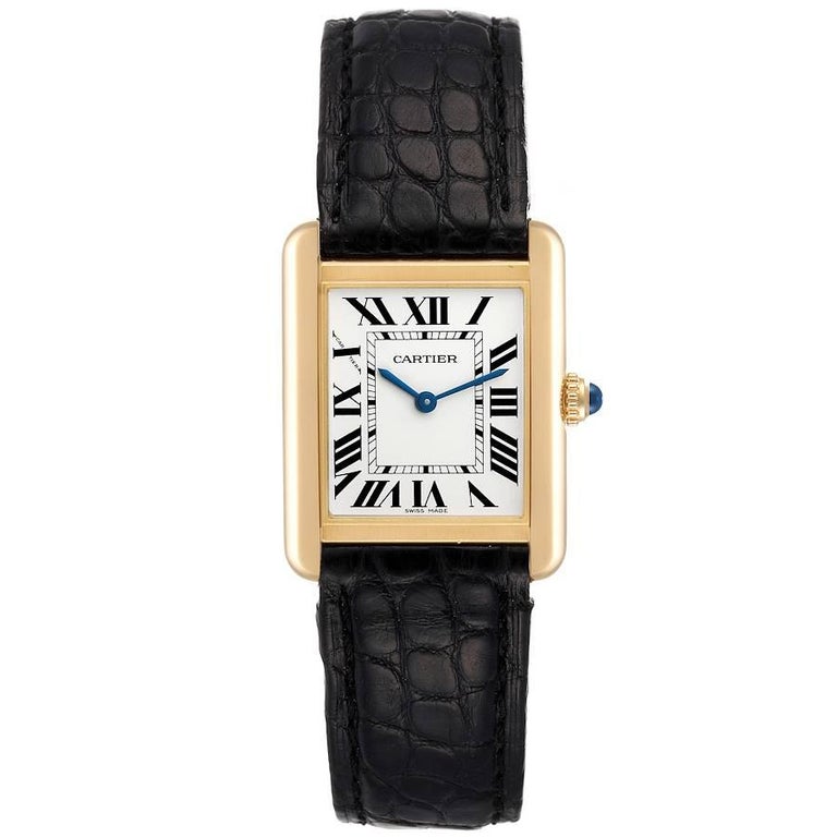 Cartier Tank Solo Yellow Gold Steel Silver Dial Ladies Watch W5200002 ...