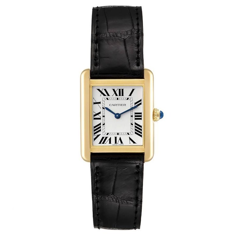 Cartier Tank Solo Yellow Gold Steel Silver Dial Ladies Watch W5200002 ...