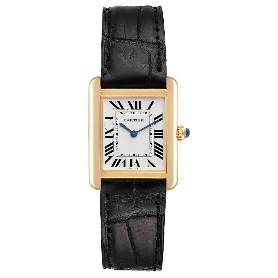 Cartier Tank Solo Yellow Gold Steel Silver Dial Ladies Watch W5200002 ...