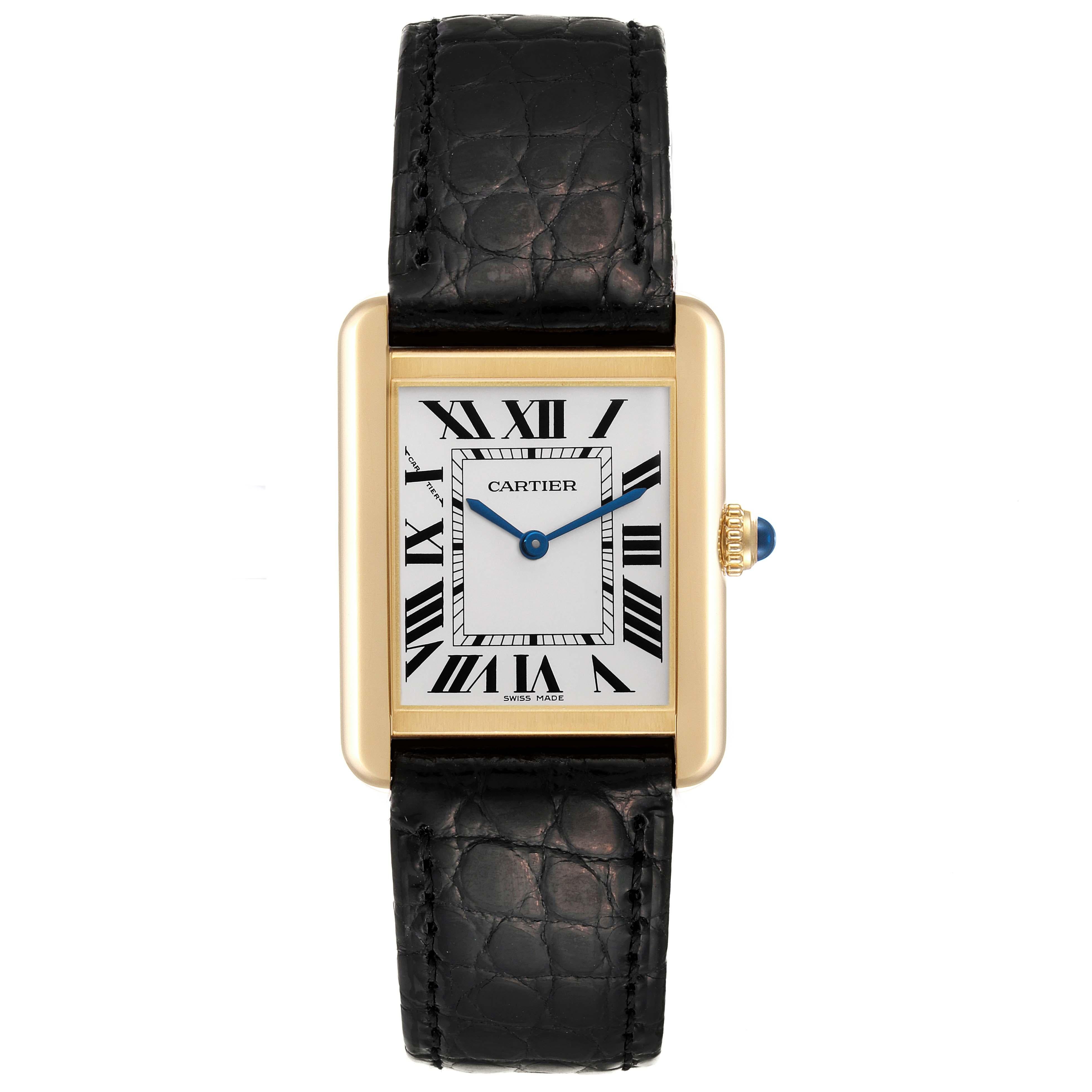 Cartier Tank Solo Yellow Gold Steel Silver Dial Ladies Watch W5200002 ...