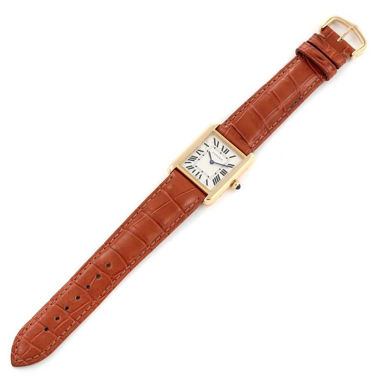 Cartier Tank Solo Yellow Gold Steel Silver Dial Ladies Watch W5200002 ...