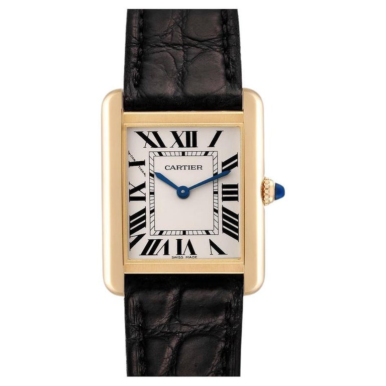 Cartier Tank Solo Yellow Gold Steel Silver Dial Ladies Watch W5200002 ...