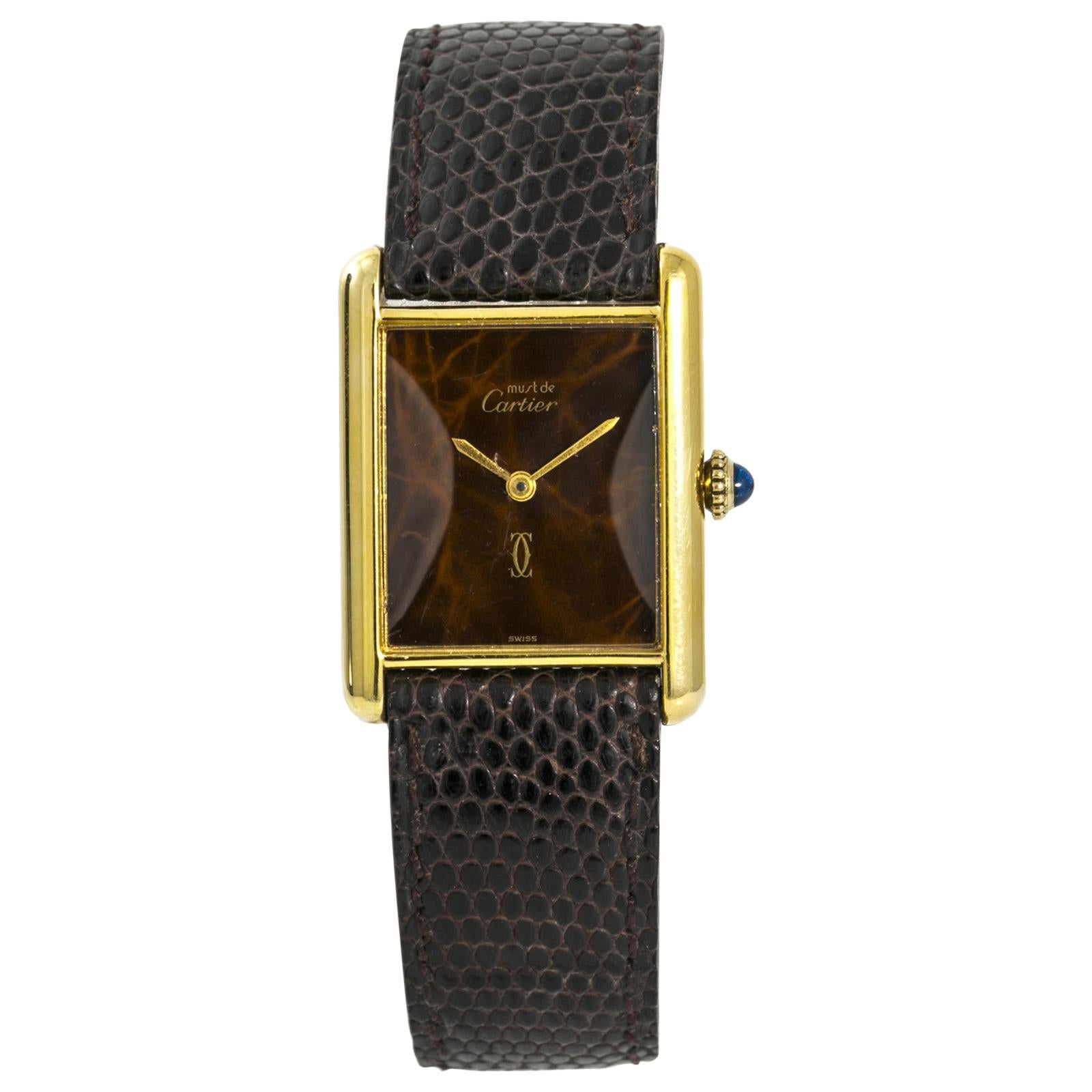 Cartier Round Vermeil Quartz Argent 925 Watch at 1stDibs