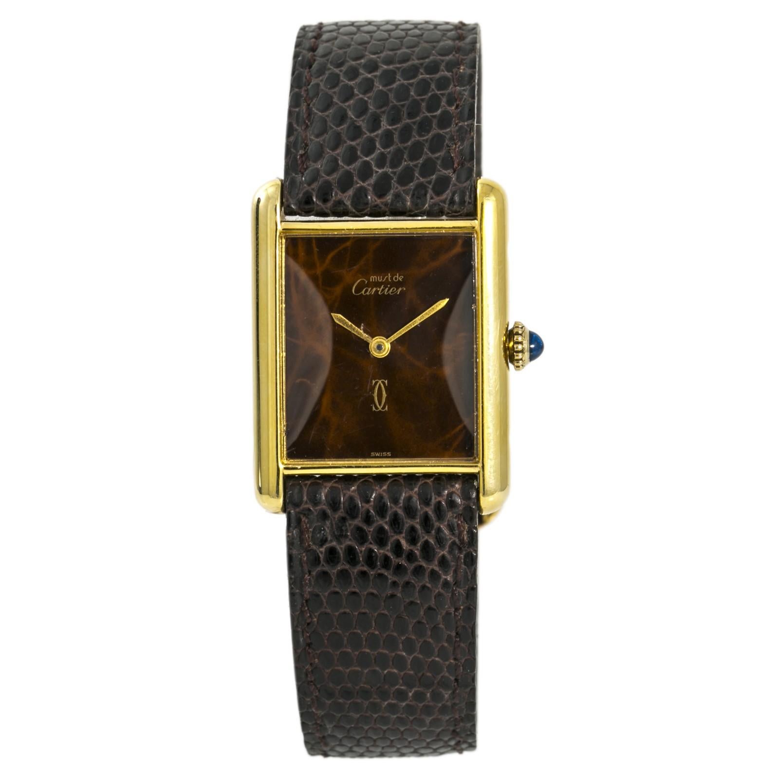 Cartier Man's Vermeil Tank Louis Must de Cartier Wristwatch circa 1990s ...