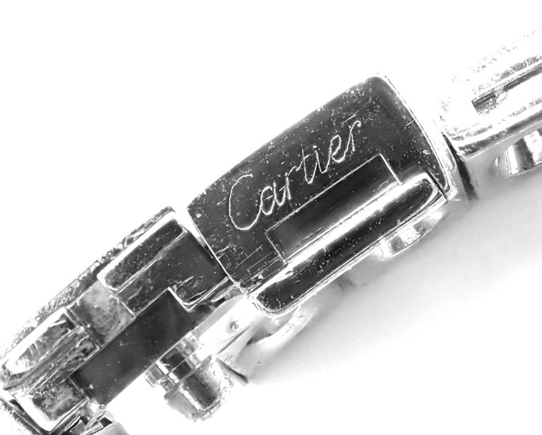 Cartier Tectonique Diamond Tennis White Gold Bangle Bracelet For Sale