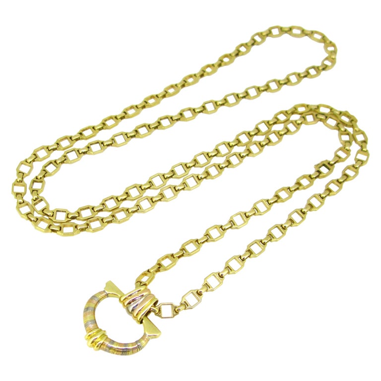 Cartier Three Gold Pendant on Santos Links Chain Necklace, France, ci ...