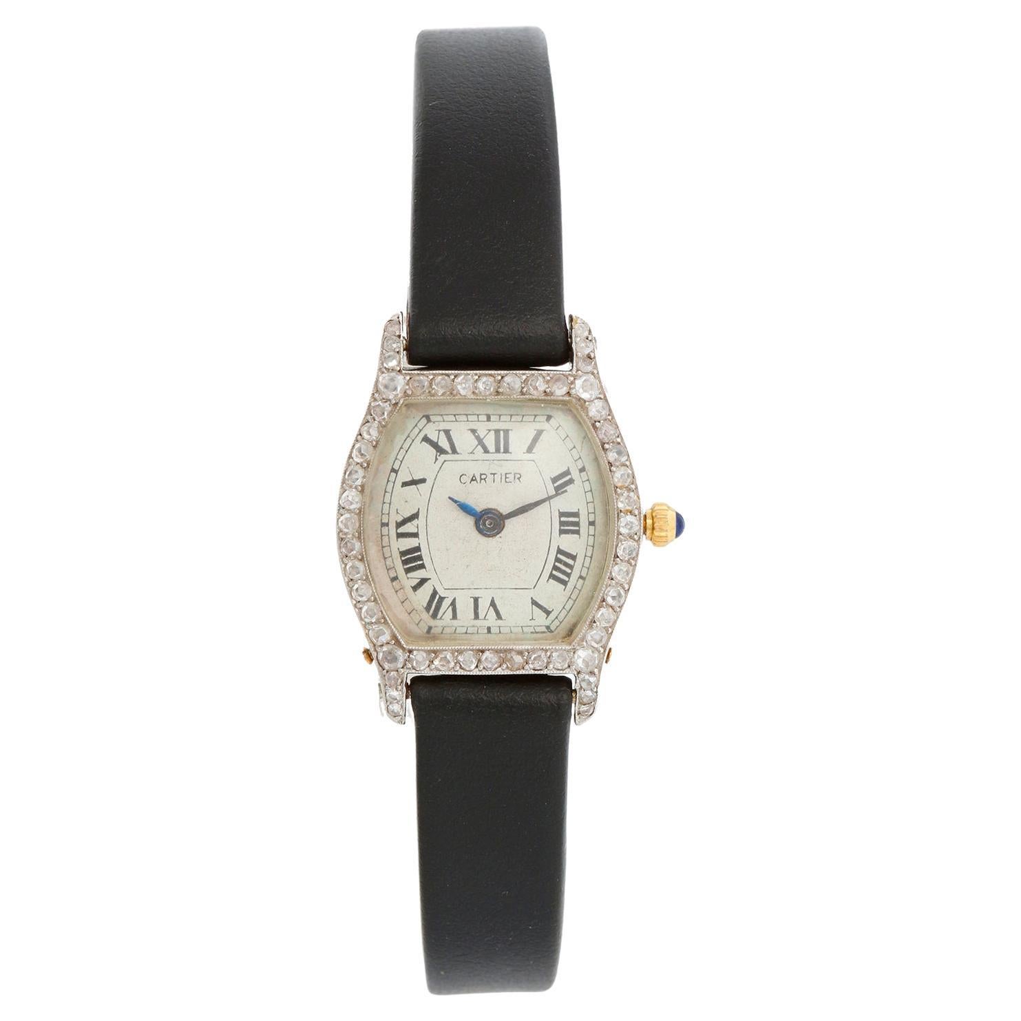 Cartier Art Deco Diamond and Platinum Ladies Watch at 1stDibs