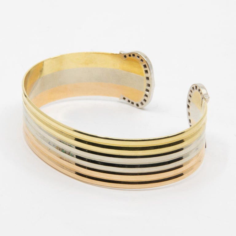 Cartier Tri-Color 18 Karat Gold Trinity Diamond Double C Cuff Bracelet ...