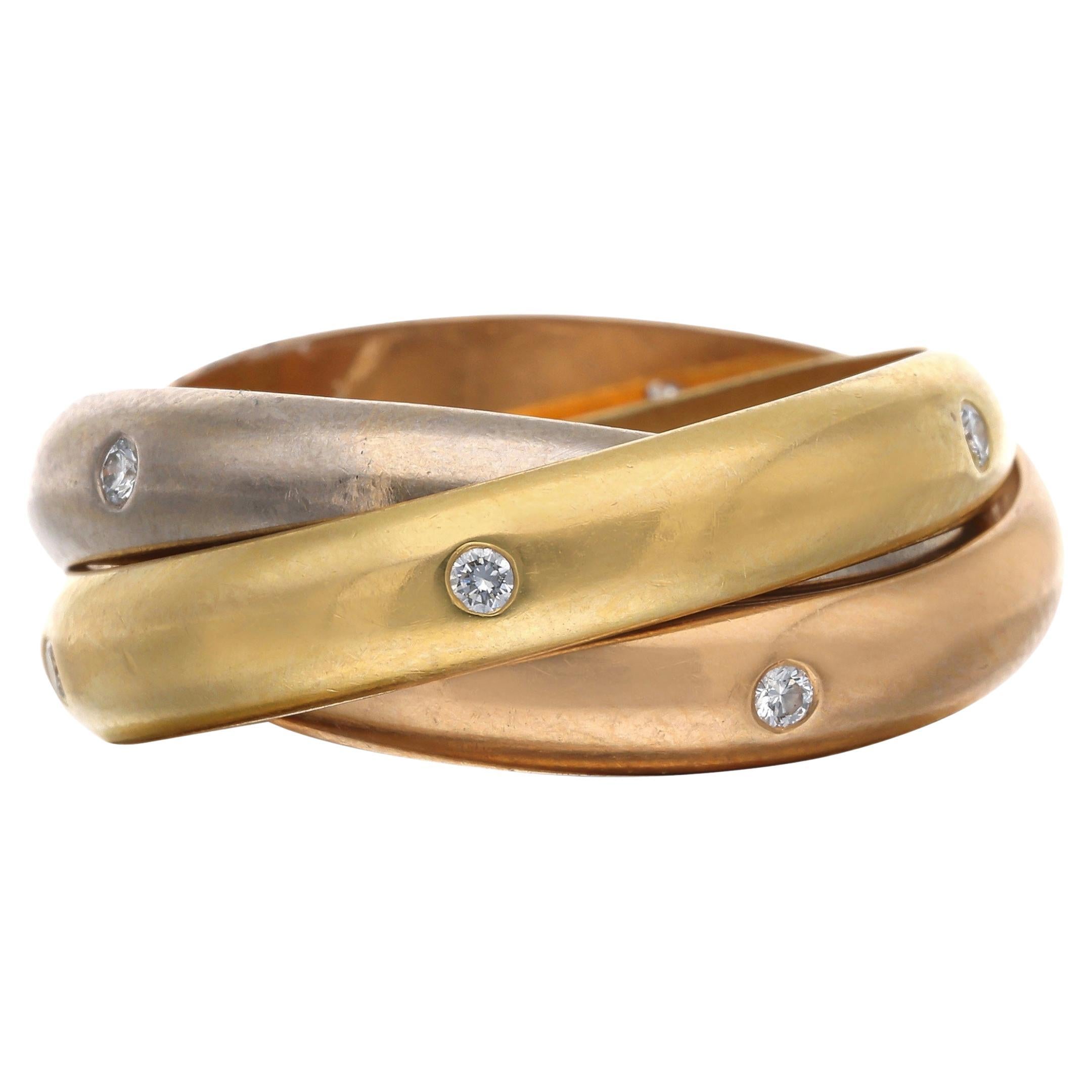 1990s Cartier Love Me Diamond Tri-Gold Stackable Ring at 1stDibs ...