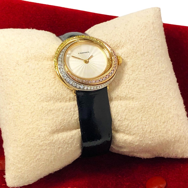 Cartier Tricolor Gold and Fancy Color Diamonds Trinity Ladies Quartz ...