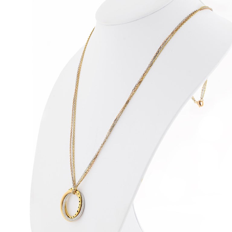 Cartier Tri Color Trinity Diamond Panthere Pendant Necklace 18K Gold 0 ...