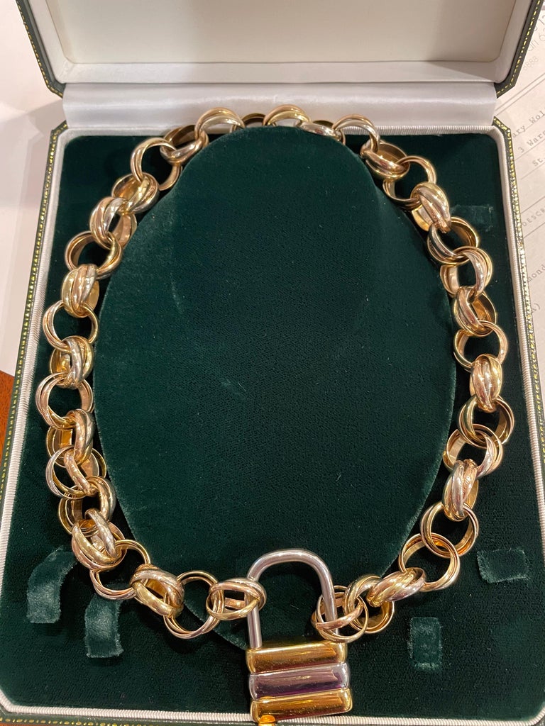 Cartier Tri- Link Padlock Necklace For Sale at 1stDibs | cartier lock ...