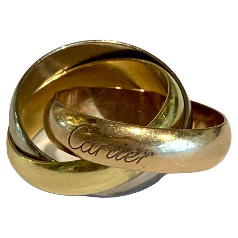Großer Cartier Trinity 18 Karat 3 Gold GM-Ring im Angebot bei 1stDibs