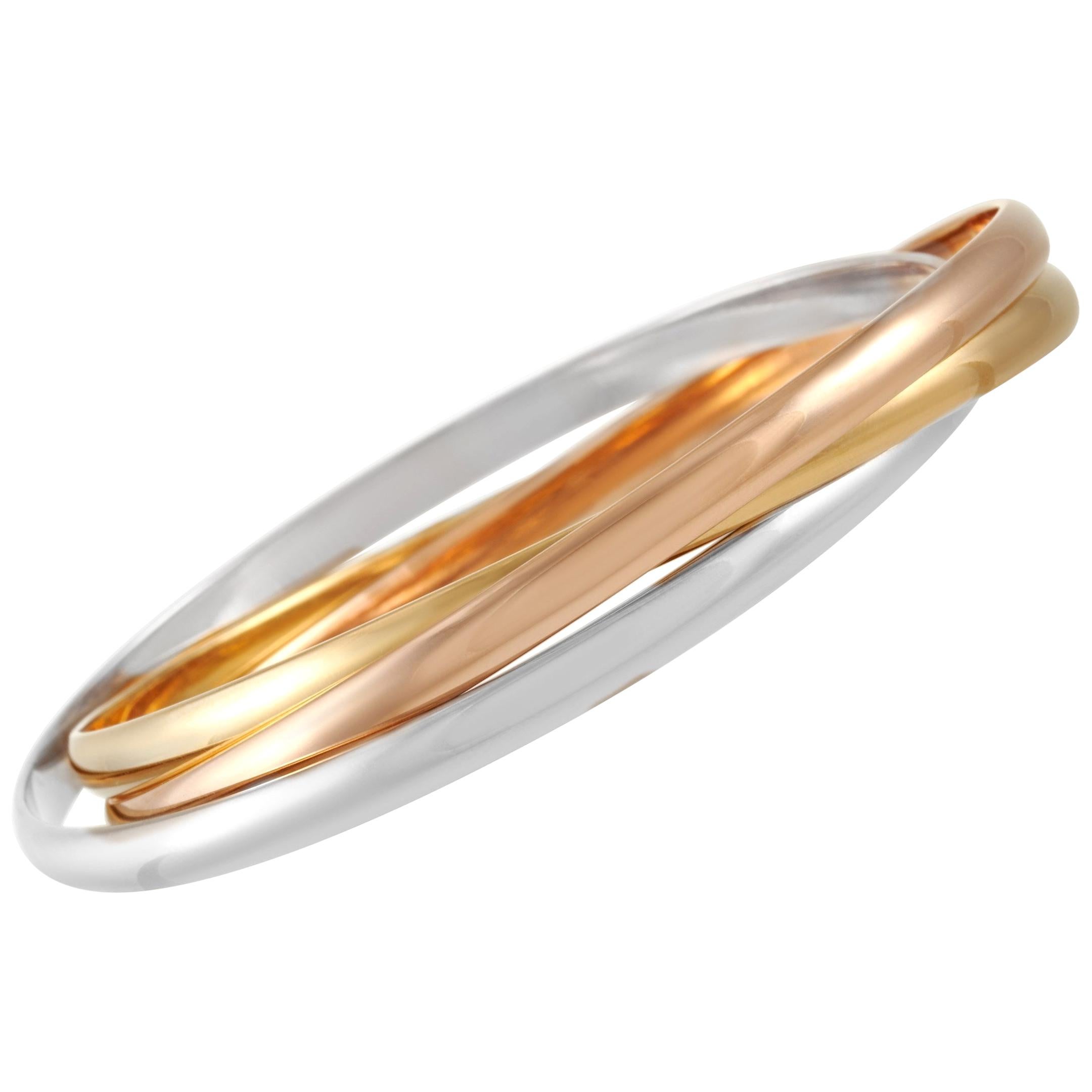 Cartier Panthere Multi-Tone Gold Two Row Bangle Bracelet at 1stDibs