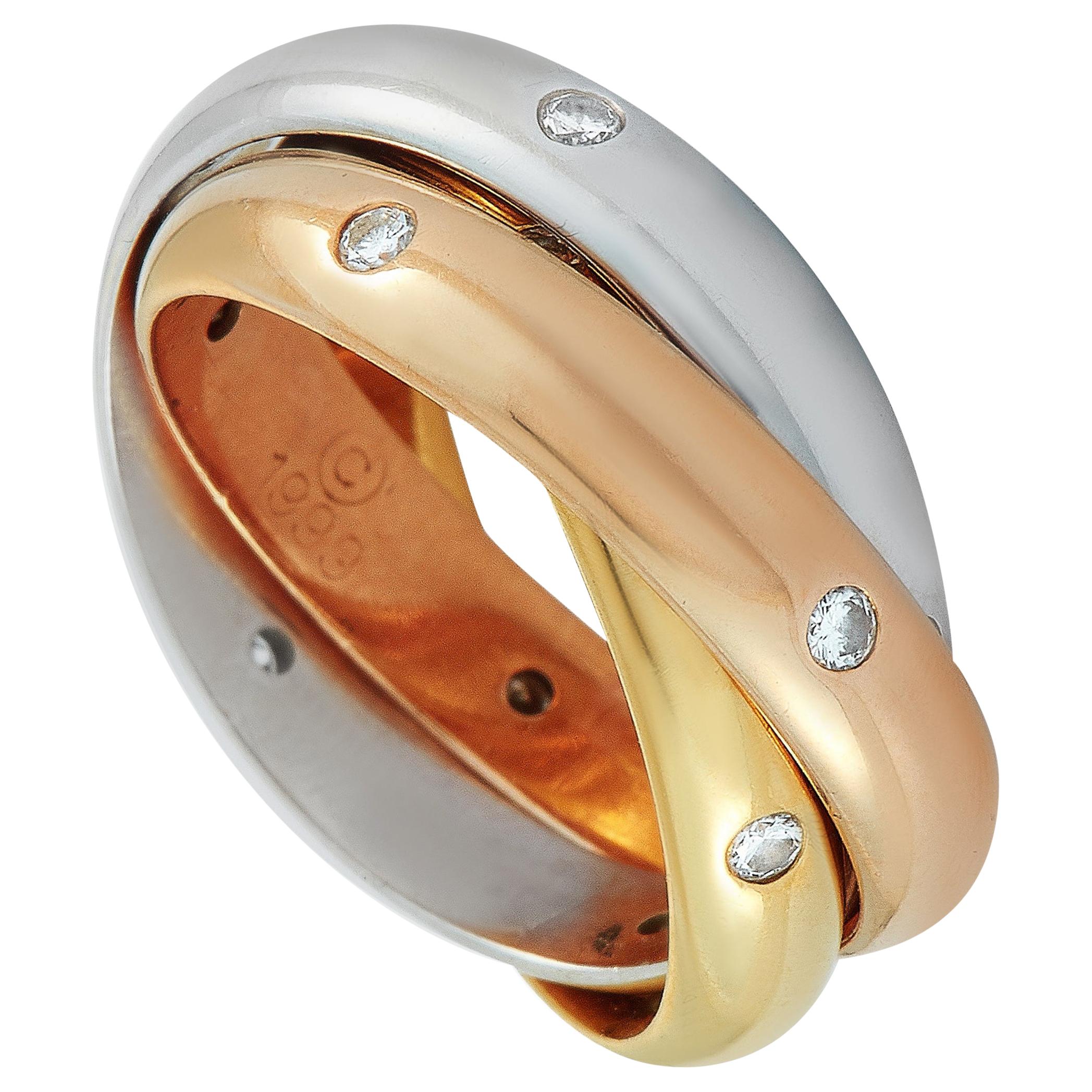 Cartier Three-Tone 18 Karat White Yellow and Pink Gold Classic Trinity ...