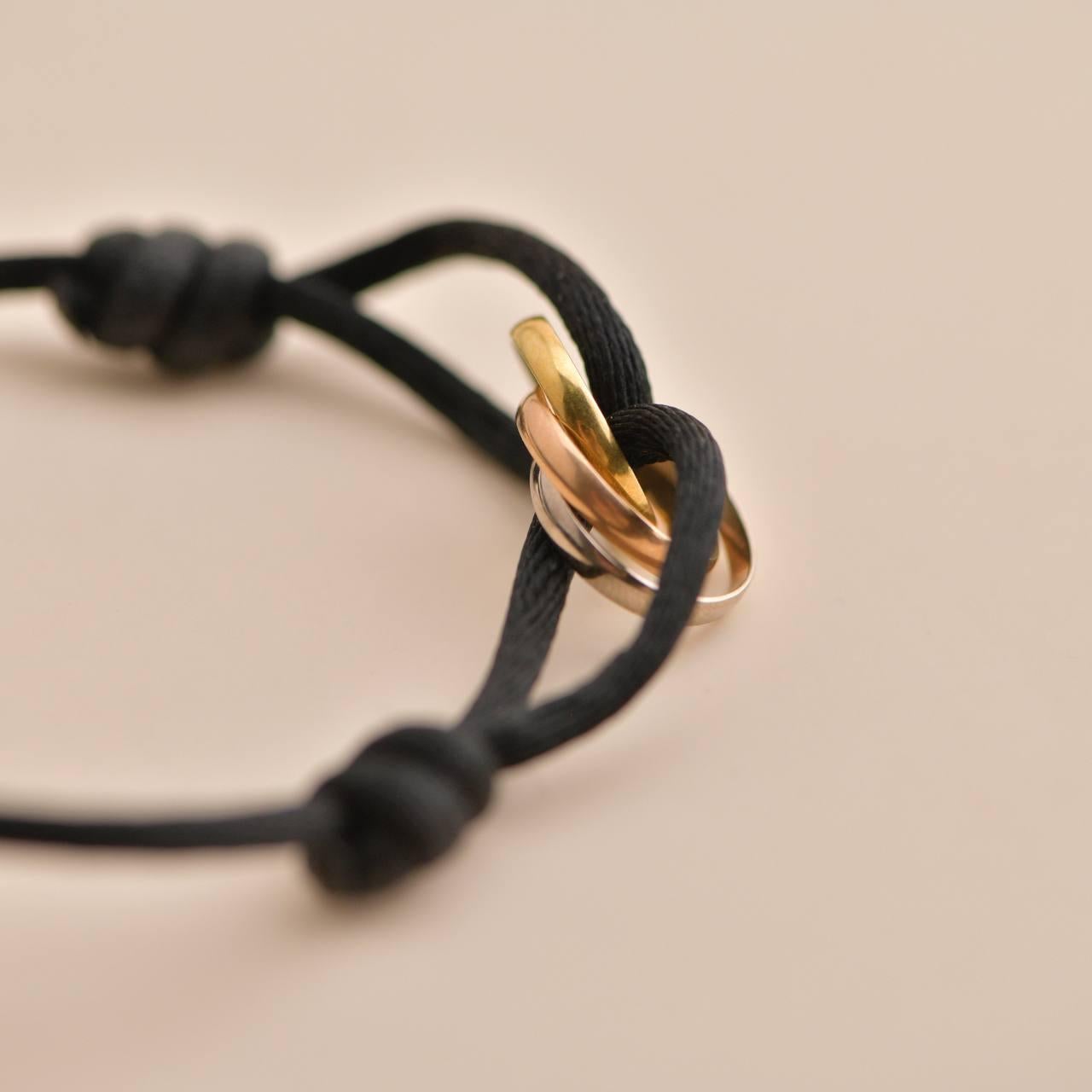 Cartier Trinity 18K Three Tone Gold Cord Adjustable Bracelet For Sale ...