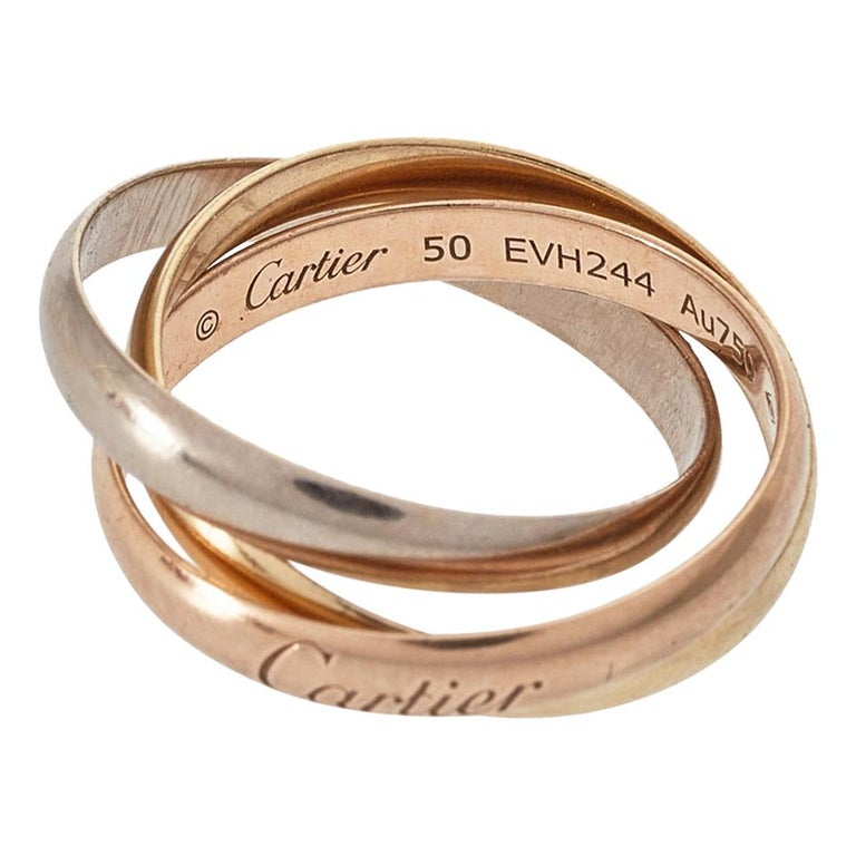 Cartier Trinity 18K Three Tone Gold Small Model Ring Size 50 For Sale ...