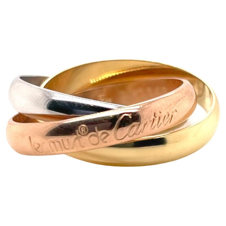 Cartier Trinity 18k Tri-Gold Ring Size EU 52 - US 6 For Sale at 1stDibs