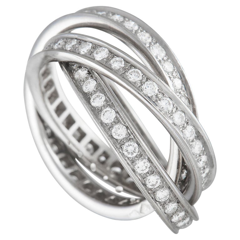 Cartier Trinity 18k White Gold Diamond Ring For Sale at 1stDibs