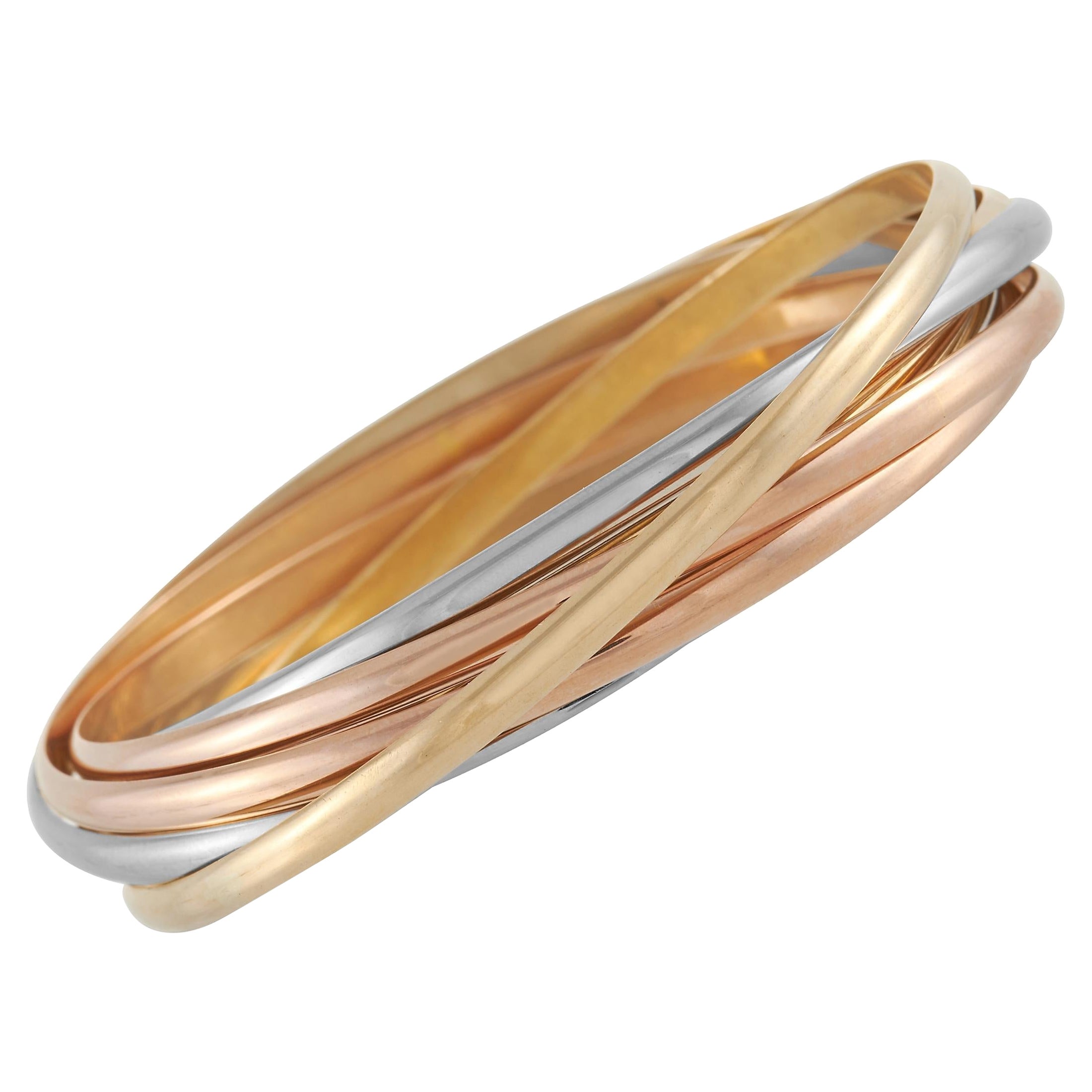 Cartier Panthere Multi-Tone Gold Two Row Bangle Bracelet at 1stDibs